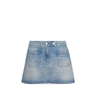 Courr&egrave;ges Mini jupe en denim de coton