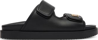 Tommy Hilfiger Pantoletten Tommy Hilfiger Double Strap Leather Sandal FW0FW09121 Schwarz