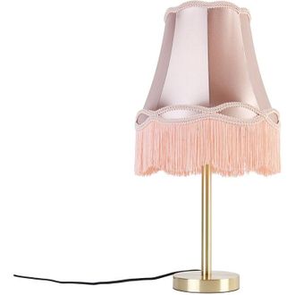 QAZQA Granny - Lampe de table avec Abat-Jour - 1 lumière - ø 30 cm - Rose - Classique/Antique - éclairage intérieur - Salon i Chambre i Cuisine i Salle à