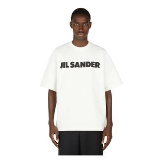 Jil Sander Homme, Tops, Blanc, Taille: XL Logo Print T-Shirt