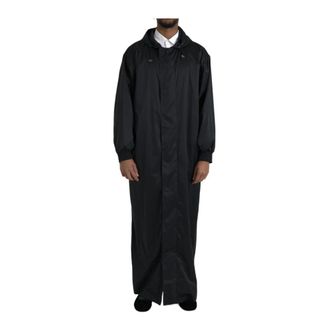 Dolce & Gabbana Lange Kapuzen-Windbreaker-Jacke - - Coats - Herren - Schwarzk - L