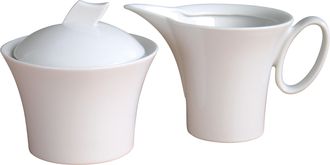 CREATABLE CreaTable, 13571, Serie Wing Weiss, 2-teiliges Geschirrset, Milch und Zucker Set aus Porzellan, spülmaschinen- und mikrowellengeeignet, Made in Europe