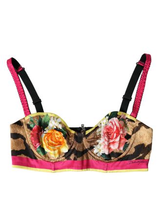 Dolce & Gabbana Womens Multicolor Floral Sleeveless Bustier Crop Top Silk Polyester Nylon Elastane
