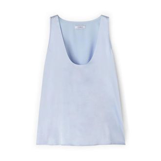 Motivi &Auml;rmelloses Satin-Oberteil mit breiten Tr&auml;gern - - Tops - Damen - Blau - S