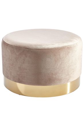 Ambia Home Hocker, Gold, Hellbraun, Metall, Textil, rund, 55x55x35 cm, Wohnzimmer, Hocker, Sitzhocker