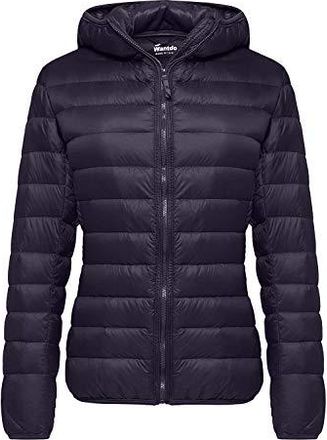 Wantdo Femme Veste en Duvet Manteau Matelassé à Capuche Léger Compressible Veste Coupe-Vent Isolée de Montagne à Capuche Mince Veste dExtérieur Courte,Violet