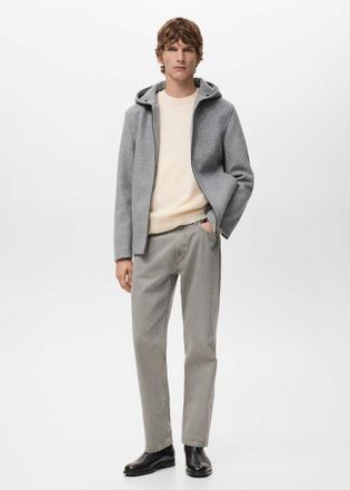 Mango Veste drap de laine capuche gris chin&eacute; clair - Homme - XXL - MANGO MAN