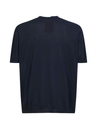 Uma Wang Mens Blue Wool And Silk Crepe Crewneck Sweater Cotton