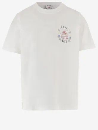 Casablanca Mens Cotton T-Shirt White Organic T-Shirts And Polos