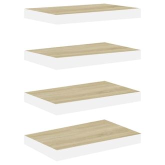 Generic Schwebendes Wandregal, 4 Stück, MDF, Hochglanz-Weiß, Schwebendes Regal, 23/40/50/60/80/90/120 cm, Wandregal für Wohnzimmer/Arbeitszimmer/Bad/Küche (50