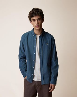 Faguo Chemise en velours bleu