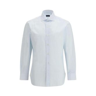 Finamore Chemise en coton &agrave; motifs - Homme - Chemises - Bleu - Taille: 3XS