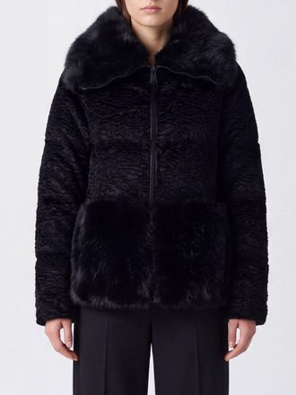 Herno Veste courte en fausse fourrure avec col classique et fermeture zipp&eacute;e