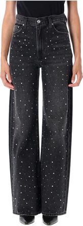 Levi's Femme, Jeans, Noir, Taille: W29 Ribcage Wide LEG Crystal