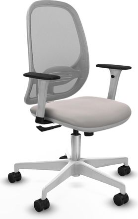 Piqueras y Crespo Schreibtischstuhl, wei&szlig; und zylindrisch, mit 1D-Armlehnen, h&ouml;henverstellbare Lendenwirbelst&uuml;tze, ausgestattet mit 3 Positionen und Schneidschaum, Grau