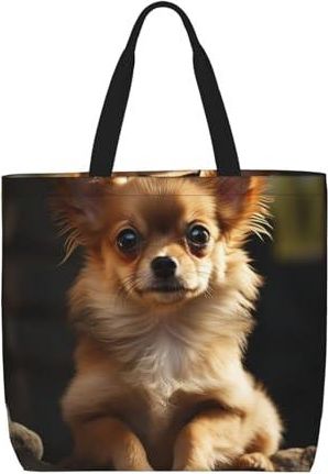 Generic Chihuahua Mignon Sac A Main Femme Pliable Tote Bag R&eacute;utilisable Sac &Agrave; Bandouli&egrave;re Pour Gym Travail Shopping