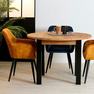 Pier Import Pier Import - Table &agrave; manger ronde bois massif 110-150 loundge (avec 1 allonge)