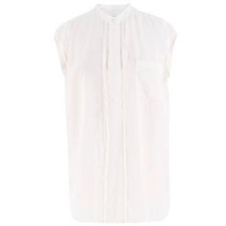 Vince fringe-trimmed silk-crepe shirt Size XS