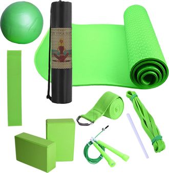 Generico Yoga-Set f&uuml;r Anf&auml;nger, Yoga-Matte mit Transport, Fitnessausr&uuml;stung f&uuml;r Frauen und M&auml;nner, inklusive Latex-Widerstandsband, Stretchband
