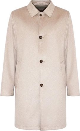 Kired Kired, Homme, Manteaux, Beige, Taille: L Manteau Beige en Cachemire Double Face