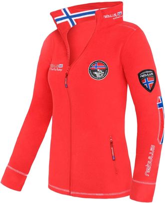 Nebulus Damen Fleecejacke Explore, warme Fleece Jacke, mit langem Full-Zip Reißverschluss, rot - M/38