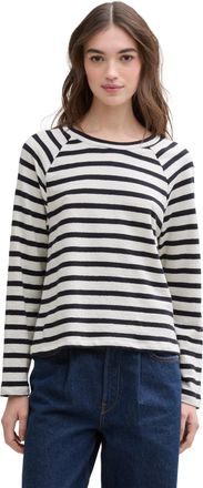 Tom Tailor Damen 1045422 Longsleeve T-Shirt, 37174-White Navy Stripe, XL