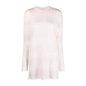 Rus Pullover mit Rautenmuster und langer Passform - - Knitwear - Damen - Rosa - M