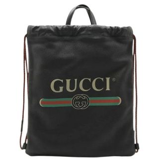 Gucci Sac &agrave; dos &agrave; cordon de serrage en cuir imprim&eacute; Pre-owned Noir - Femme - Pre-owned - Noir - Taille: ONE Size
