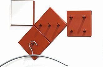 Haku Möbel Garderobenset rot, Metall, Spiegel - Maße: B 15 cm x H 15 cm x T 6 cm, Style: Modern