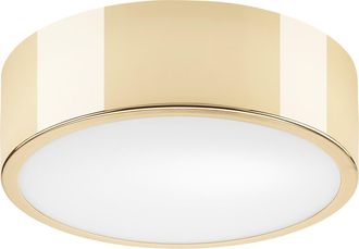 Licht-Erlebnisse Deckenlampe Metall Glas in Gold Bad Wohnzimmer Ø26 cm rund E27 bis 60 W blendarm stilvoll elegant wohnliche Deckenleuchte Schlafzimmer LIMLEC
