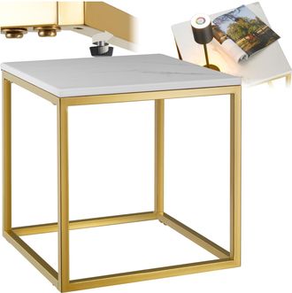 TecTake Couchtisch, Kleiner Tisch, Beistelltisch Metall und Marmor, Wohnzimmer Möbel, Coffee Table, Beistelltisch, Nachttisch, Sofatisch, Kaffeetisch modern, 