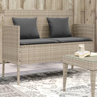 vidaXL Vidaxl - Banc de jardin avec coussins gris clair r&eacute;sine tress&eacute;e