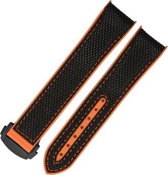 Generic LXGGUC Silikon-Nylon-Gummi-Uhrenarmband für Omega Seahorse 300 Quarter Orange Ocean Universe 600 Schwarzgrau 20 mm 22 mm Band