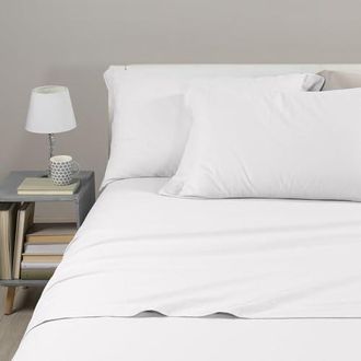 Caleffi 19160 Flanellbettwäsche, einfarbig, Flanell, Weiß, Einzelbett