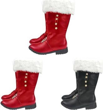 Generic Bottes de P&egrave;re No&euml;l en cuir synth&eacute;tique pour adulte - Fournitures de f&ecirc;te - D&eacute;guisement pour No&euml;l, bal masqu&eacute;, cosplay, Rouge, 41 1/3 EU