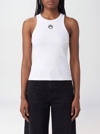 Marine Serre &Auml;rmelloses Slim Fit Top aus Stretch-Baumwolle mit Crescent Moon-Logo