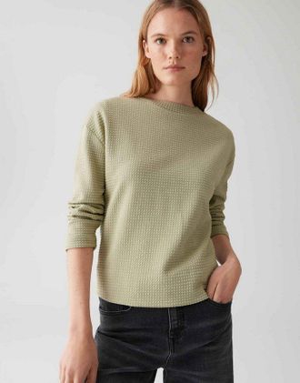 OPUS Sweatshirt GELIX mit zweifarbiger Struktur schmal zulaufend, Fledermaus&auml;rmel mit Raglan