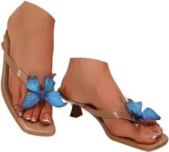 Generic Sandales tendance &agrave; talons pour femme - Tongs &agrave; lani&egrave;res &agrave; talon bas - Antid&eacute;rapantes - Talons courts habill&eacute;s - Tongs d&eacute;t&eacute; - Noir, 1 5, 39.5 EU