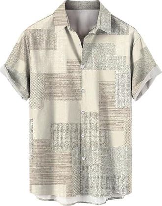 Generic Chemises hawa&iuml;ennes &agrave; manches courtes boutonn&eacute;es pour homme, chemise de bowling d&eacute;contract&eacute;e pour homme, chemises cubaines boutonn&eacute;es, haut ray&eacute; irr&eacute;g
