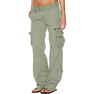Generic Pantalon cargo taille basse pour femme - Pantalon de randonn&eacute;e d&eacute;contract&eacute; - Couleur unie - Confortable - Ample - Classique - Tendance - Grande taille