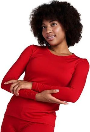 Lapasa Haut Thermique Femme Maillot de Corps à Manches Longues sous-Vêtements Chauds Thermoflux Automne/Hiver L15 Rouge (1 Haut, Fin) XXL
