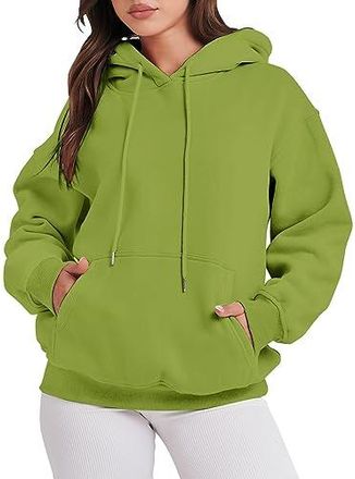 Generic Veste de Sport Femme Hiver Couleur Unie Sans Fermeture &Eacute;clair Manches Longues Grandes Tailles Pull Femme, vert, XXL