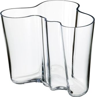 iittala Alvar Aalto transparente Kristall-Glas-Vase in Wellenform, Ma&szlig;e: 16cm x 20,8cm, 1007041