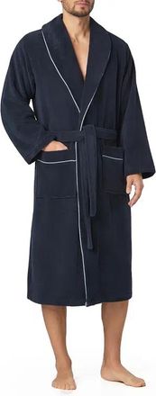 Morgenstern Herren Bademantel blau Baumwolle & Mix unifarben