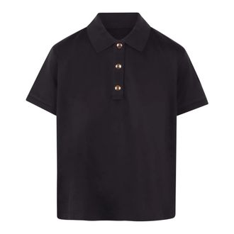 Moncler Polo-Shirt aus Baumwolle mit Satin-Finish - - Tops - Damen - Schwarzk - S