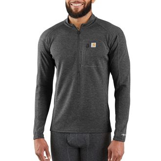 Carhartt Work in Progress Herren Base Force Schweres Polyester-Wolle, Viertelreißverschluss Baselayer-Shirt, Schwarz/Erika, S