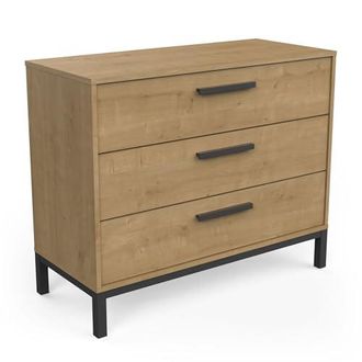 Demeyere 271796 Kommode - 3 Schubladen - Craft, Eichenholz, Braun, L 90,7 x P 39,6 x H 74,60 cm