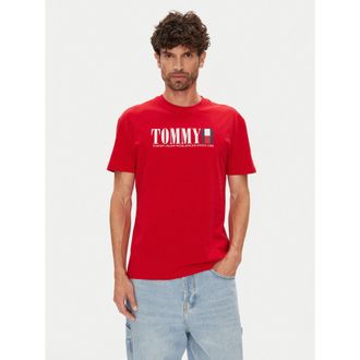 Tommy Jeans T-Shirt Dna Flag DM0DM21941 Rot Regular Fit