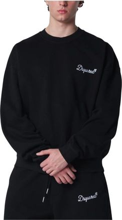 Dsquared2 Homme, Sweatshirts et sweats &agrave; capuche, Noir, Taille: L SweaT-shirt ras du cou D2 Signature Relax Fit