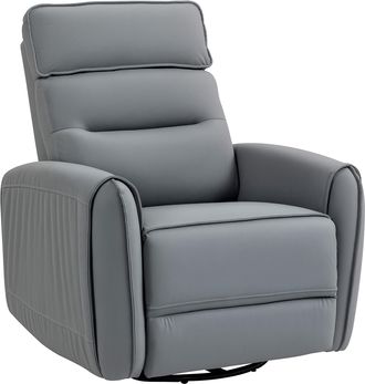 HOMCOM 135° manuell verstellbarer Relaxsessel mit Fußstütze, breite Sitzfläche, gepolsterter Drehsessel mit Wippe, in atmungsaktivem Leder-Effekt-Stoff für W